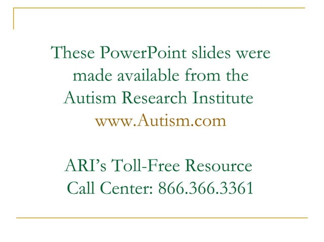 Autism Overview Presentation | PPT