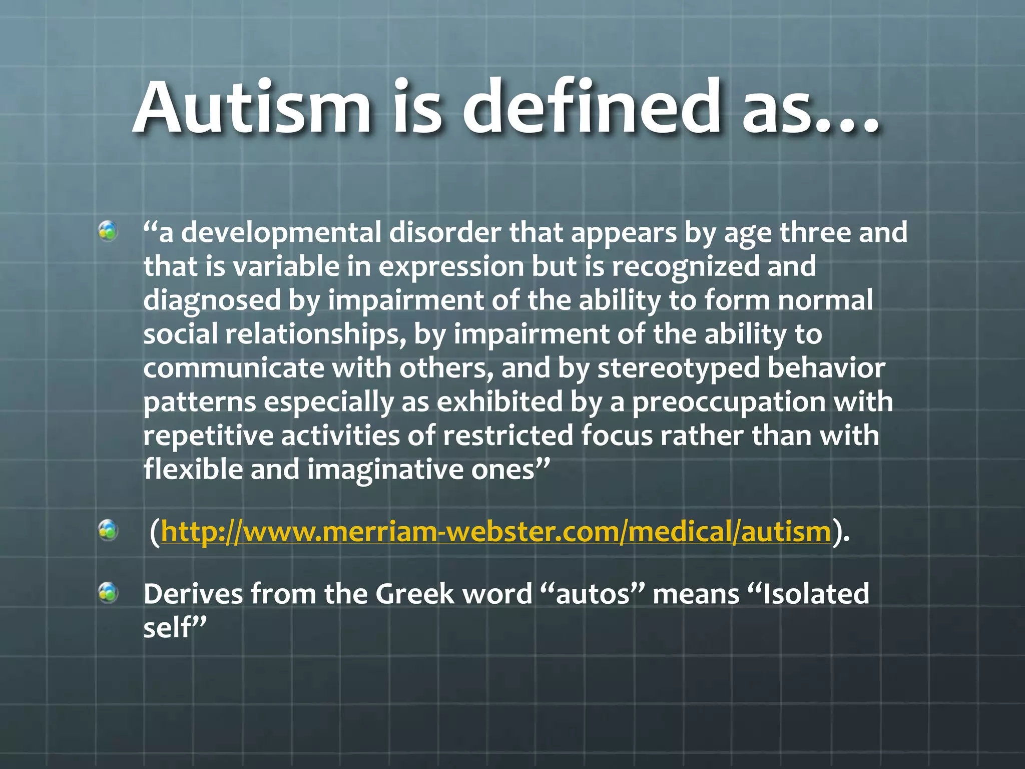 Autism presentation | PPTX | Brain and Nervous System Disorders ...