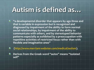 Autism presentation | PPTX | Brain and Nervous System Disorders ...