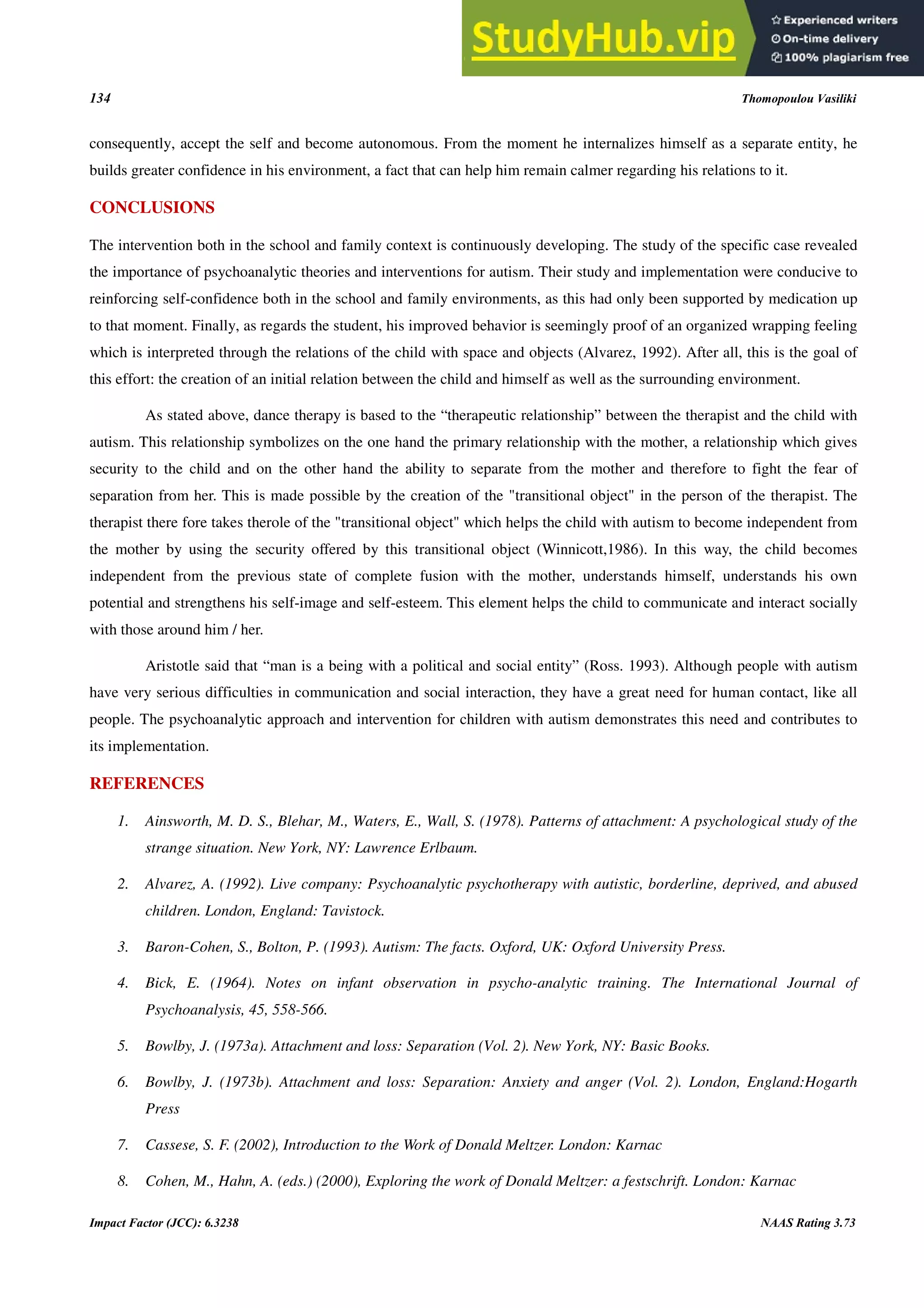 AUTISM PSYCHOANALYTIC APPROACHES A CASE STUDY | PDF