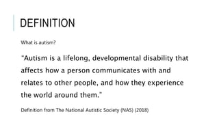 Autism spectrum conditions by Sheona Goodyear | PPT