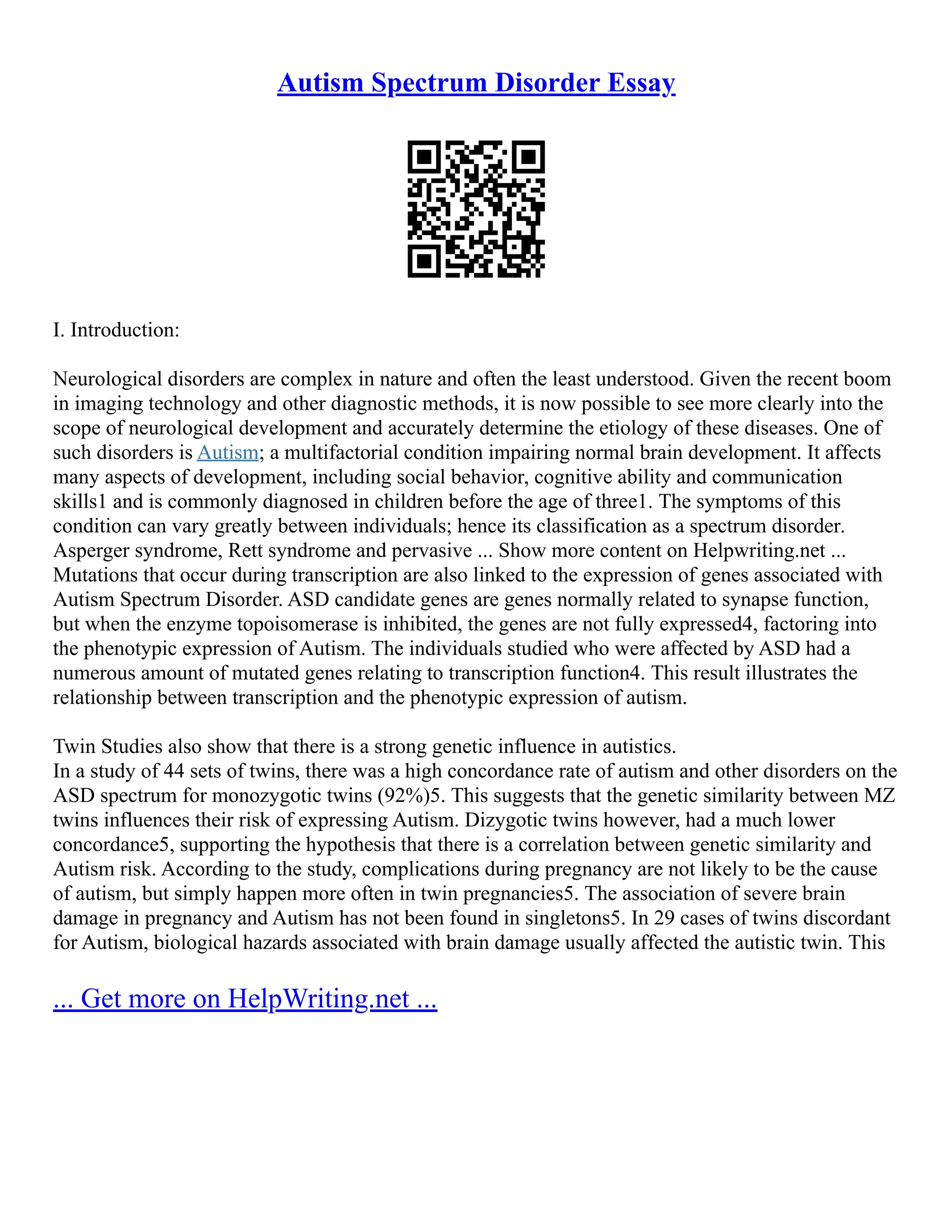 Autism Spectrum Disorder | PDF