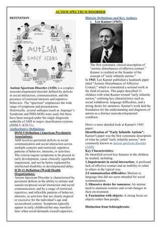 Autism spectrum disorder.pdf lecture notes | PDF