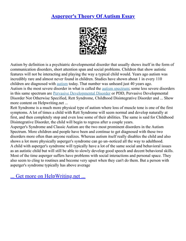 Autism Spectrum Disorder ( Autism ) Essay | PDF