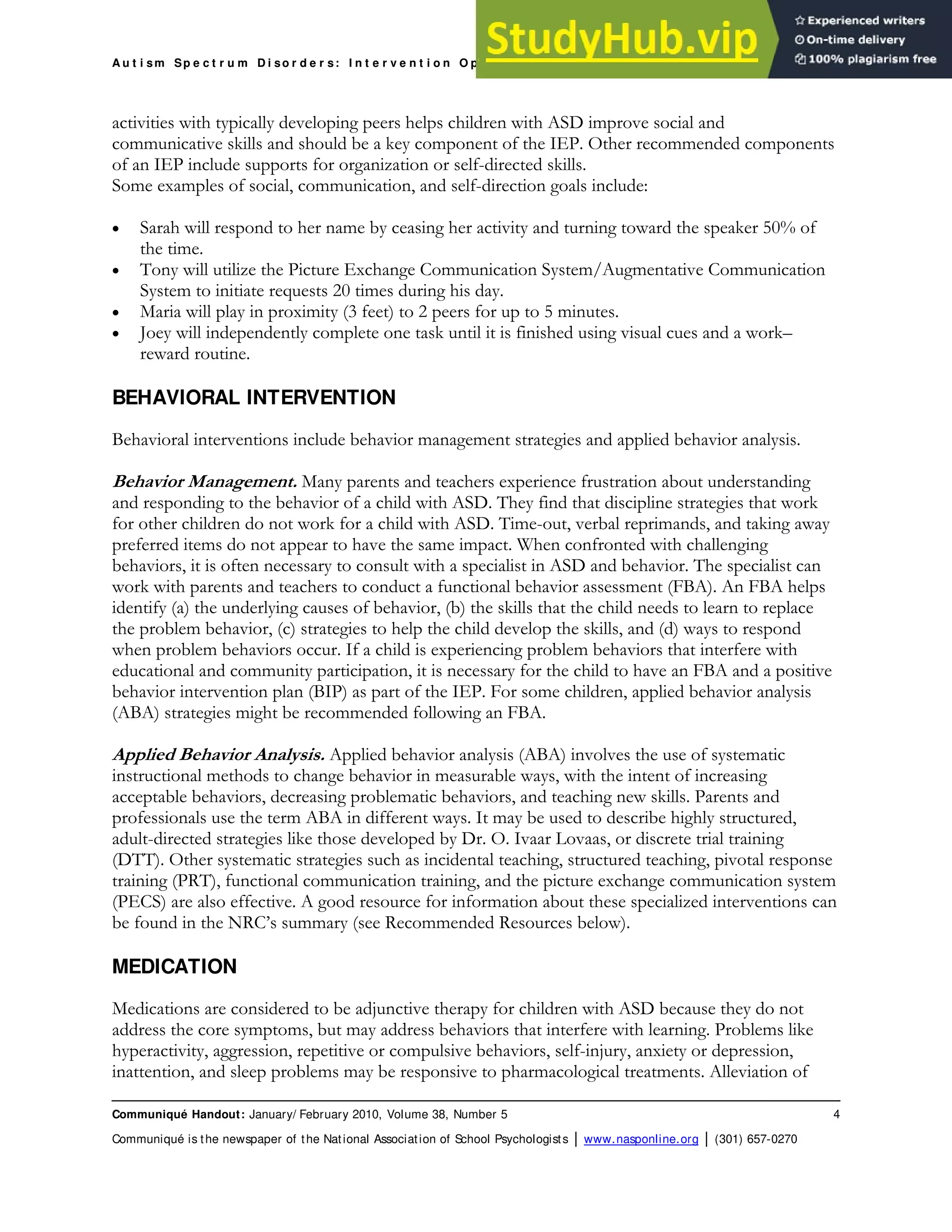 Autism Spectrum Disorders Intervention Options For Parents And ...