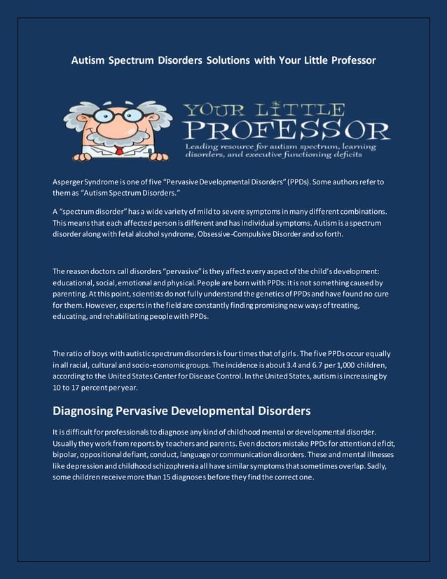 Autism Spectrum Disorders Solutions with Your Little Professor | PDF