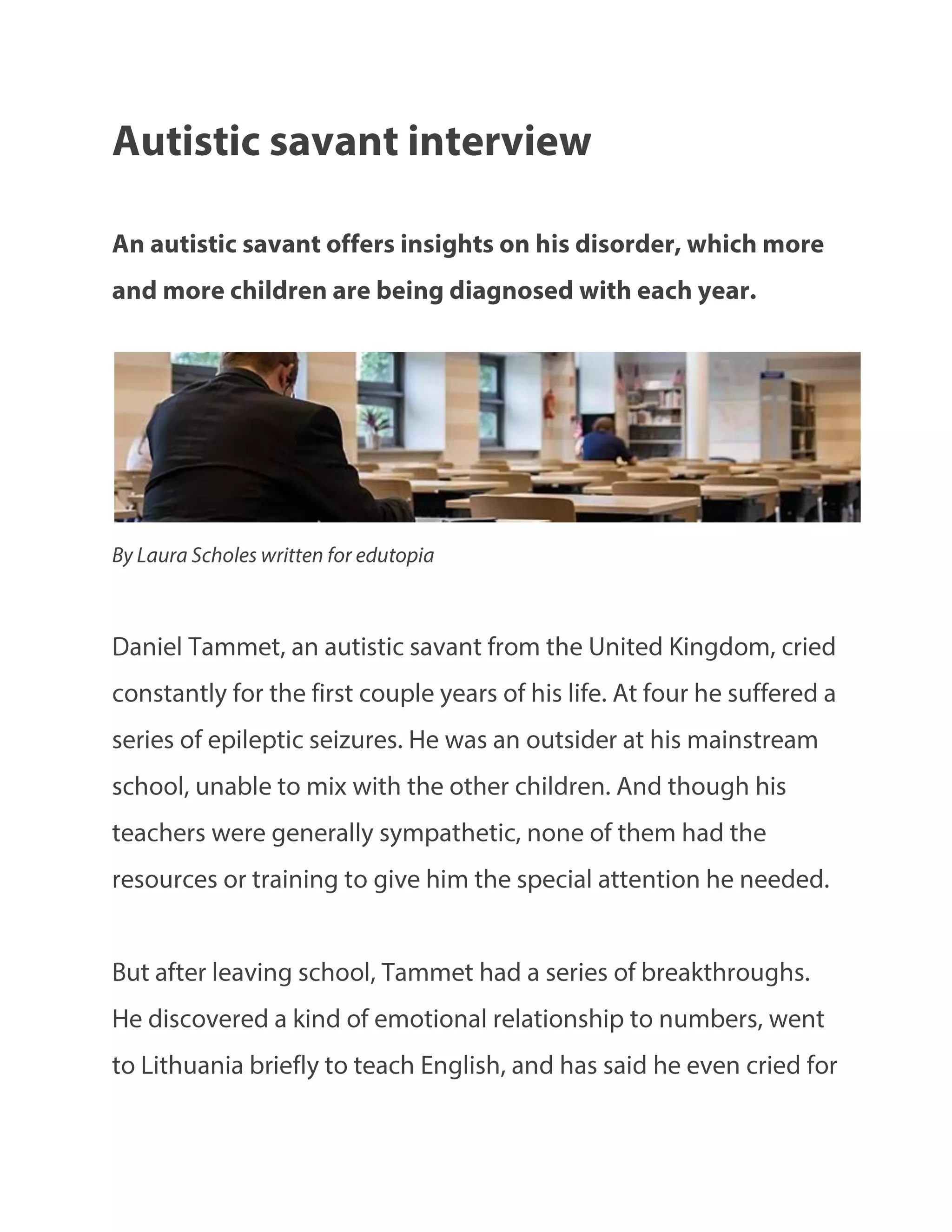 Autistic savant interview | PDF