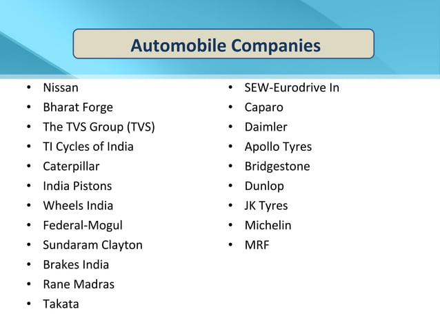 Chennai -Detroit of Asia | PPT | Automotive Industry | Industries