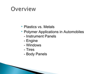 Use of Polymers in automobiles | PPT