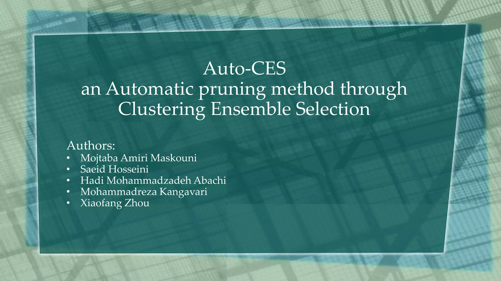 Automatic pruning method for random forest | PPT