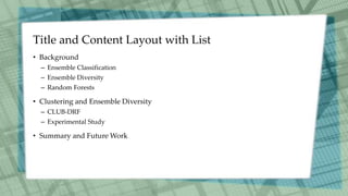 Automatic pruning method for random forest | PPT