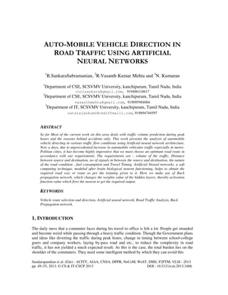 Auto mobile vehicle direction in road traffic using artificial neural ...