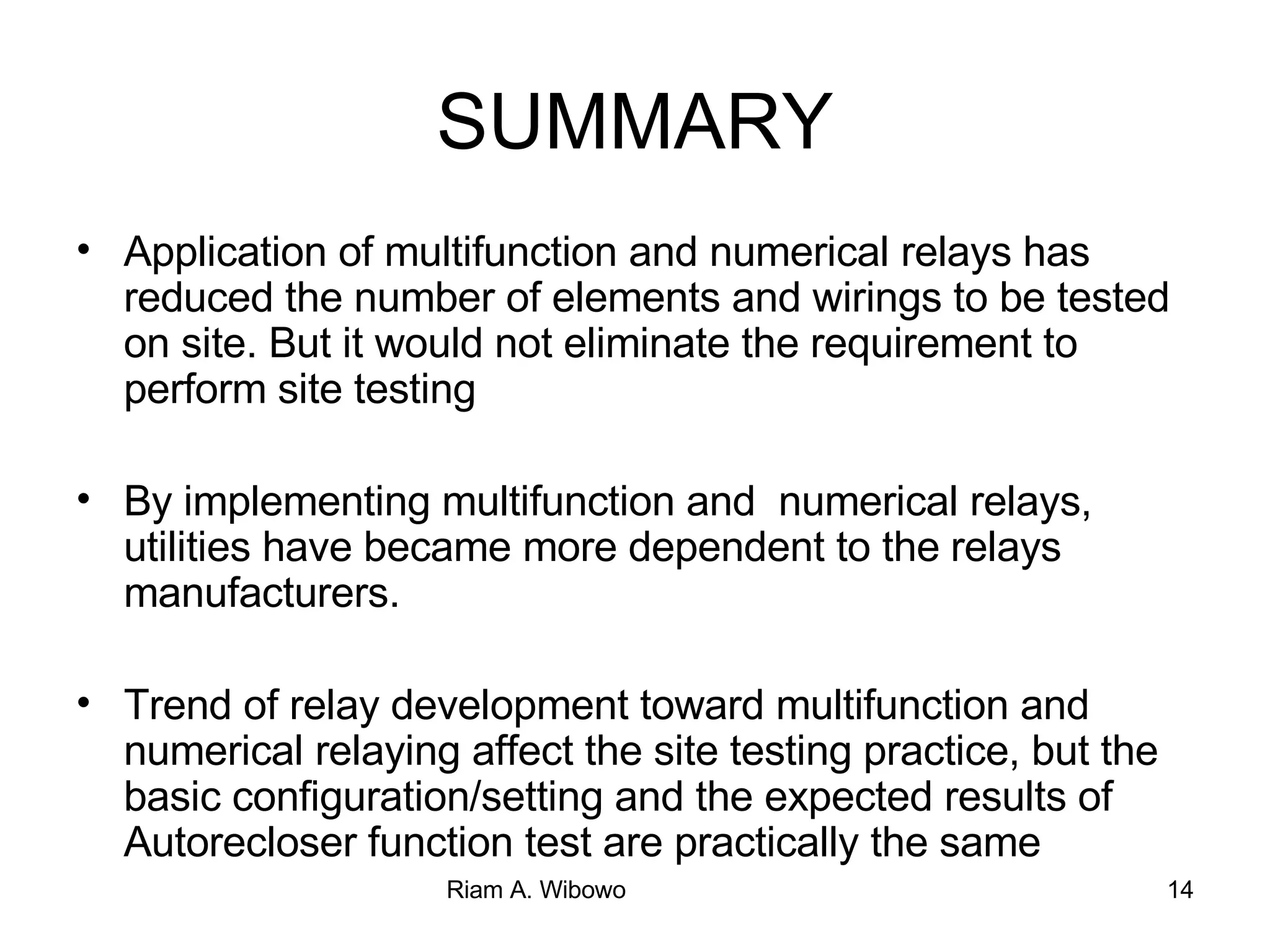 Auto Reclose Testing | PPT