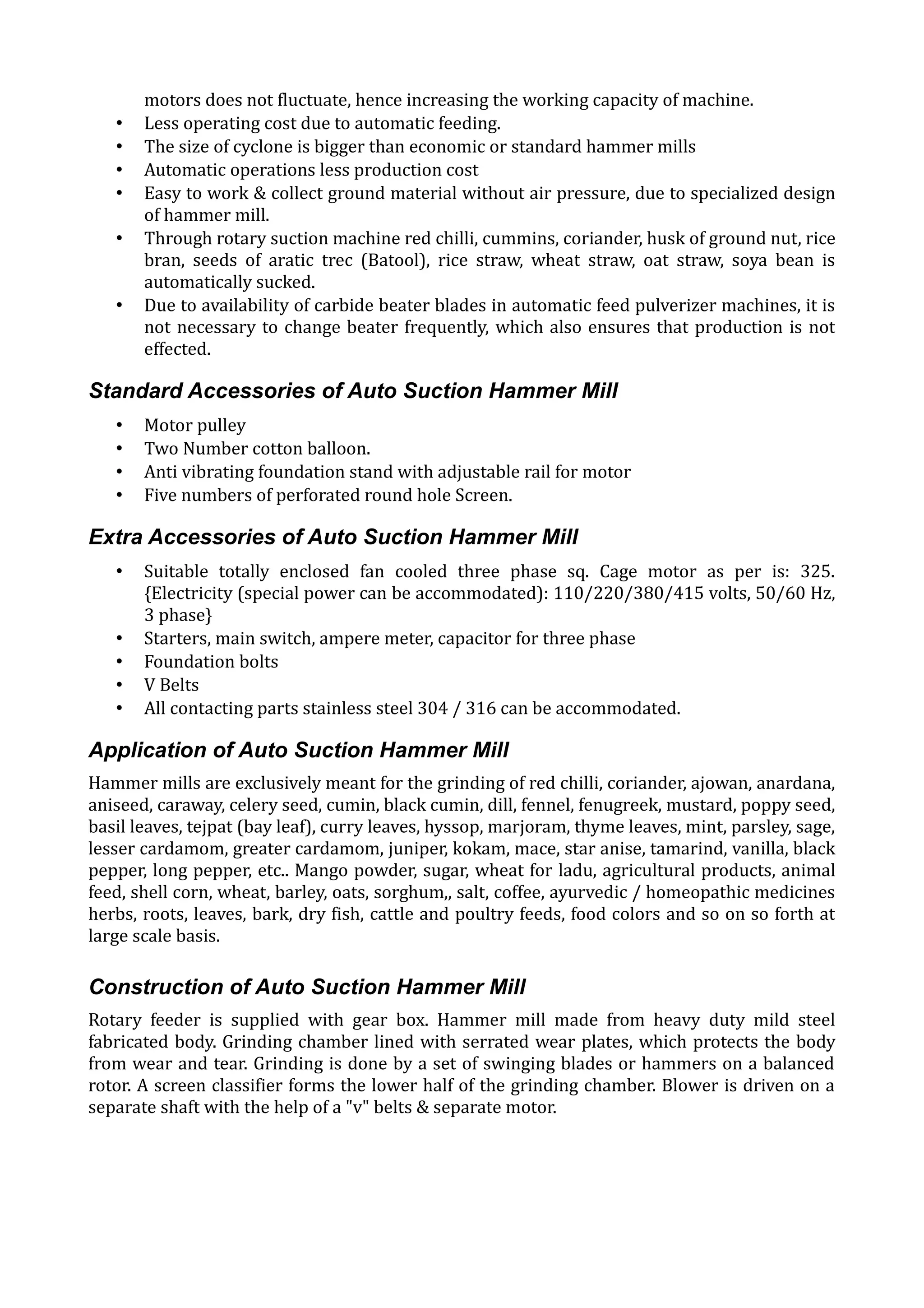 Auto suction-hammer-mill | PDF