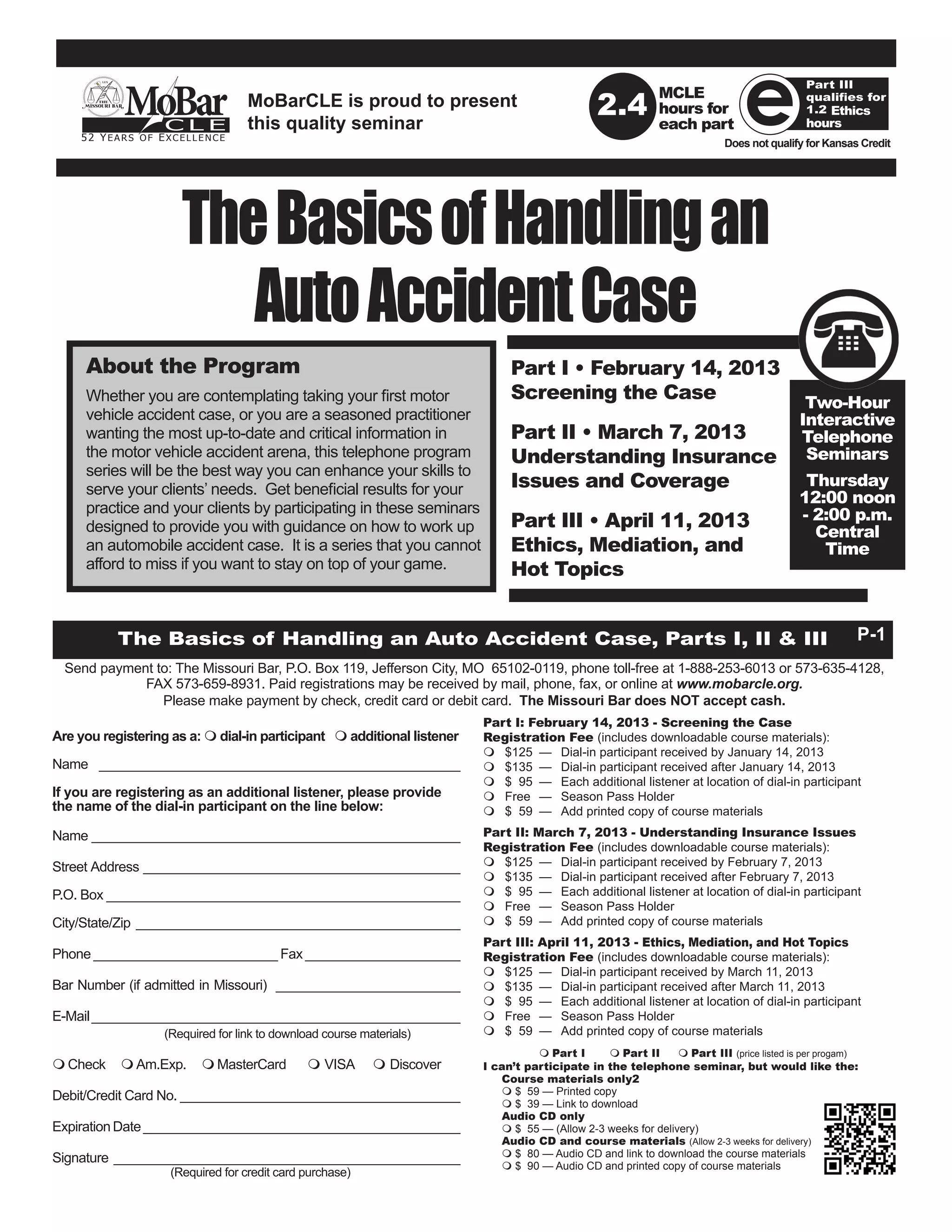 MoBar CLE | Basics of Handling an Auto Accident Case | PDF