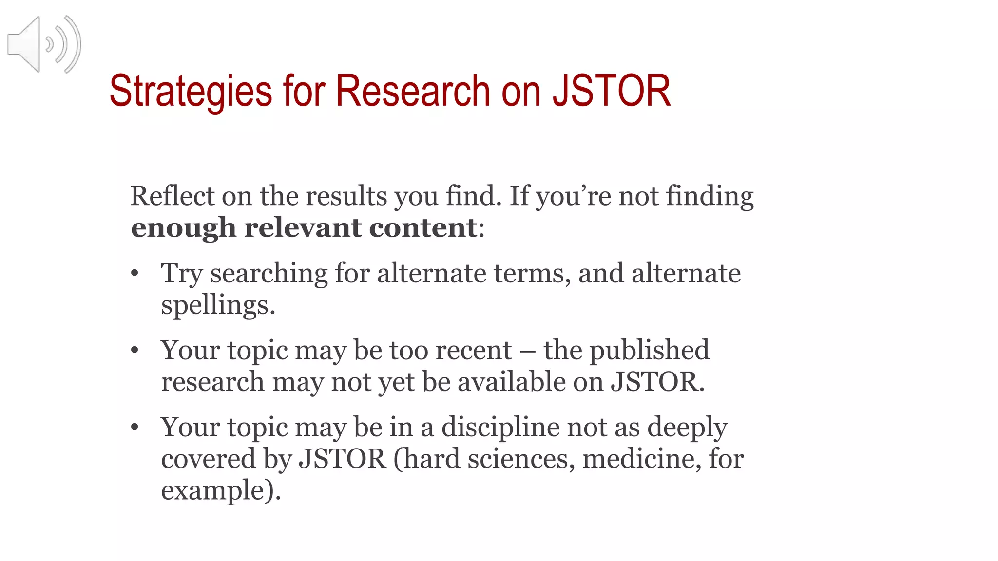 Introduction to JSTOR for High School Students | PPSX