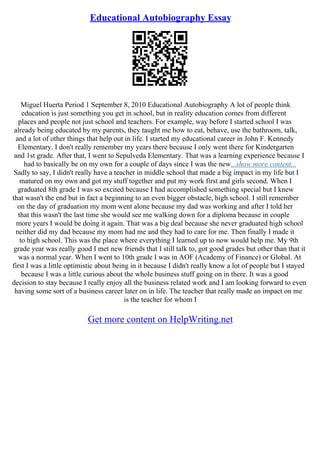 Autobiographical Narrative Essay Example | PDF