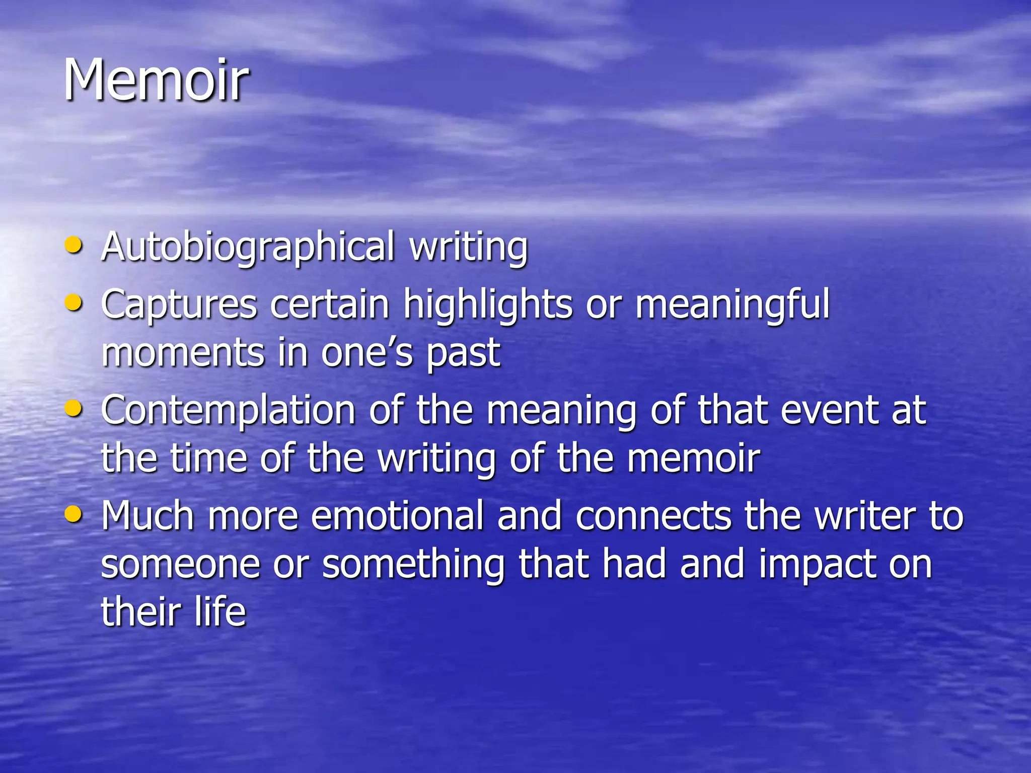 Language and Literature Autobiographical Genres Presentation | PPTX