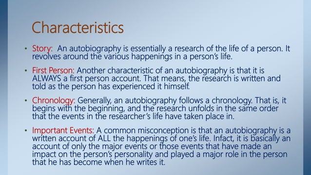 Autobiography | PPTX | Biographies | Genres