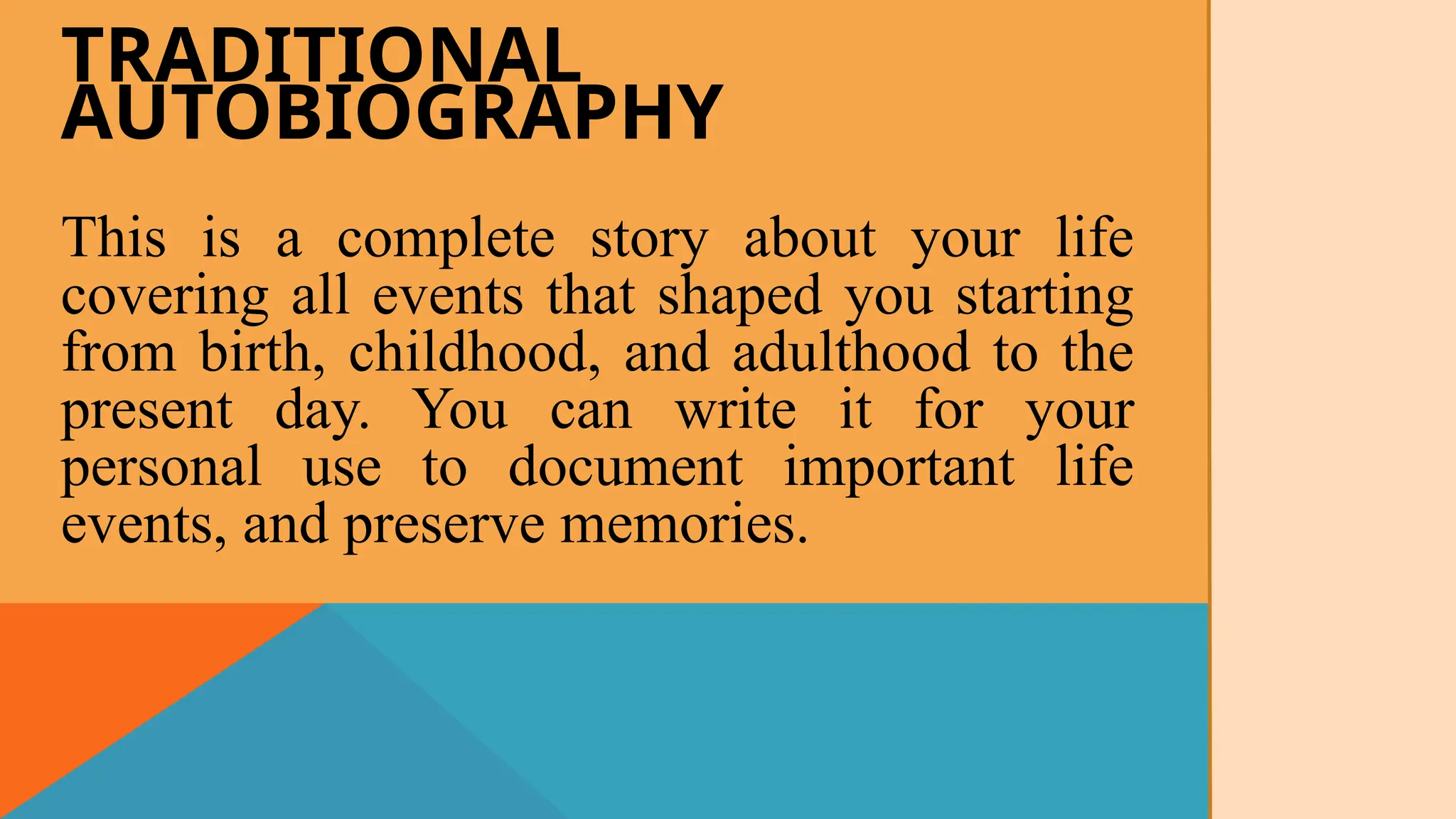 Definition of Autobiography and its types | PPTX | Biographies | Genres