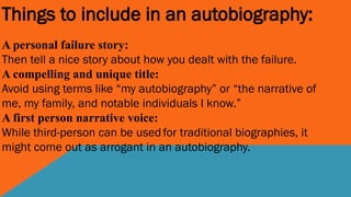 Definition of Autobiography and its types | PPTX | Biographies | Genres