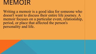 Definition of Autobiography and its types | PPTX
