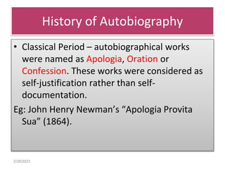 Autobiography- Introduction.pptx | Biographies | Genres