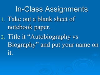 Autobiography and biography notes and lesson.ppt