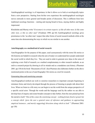 Auto Biography As Method In Sociology | PDF