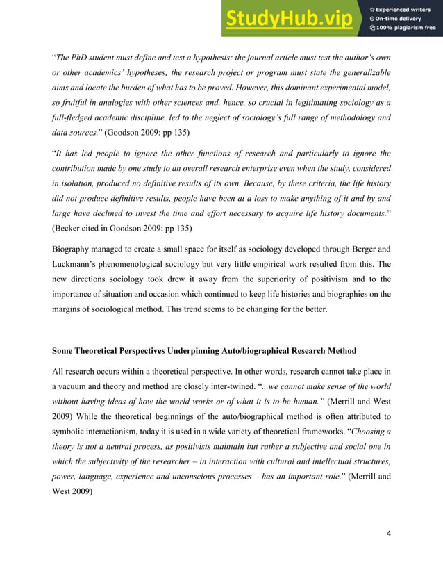 Auto Biography As Method In Sociology | PDF