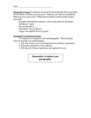 Autobiography assignment sheet | DOC