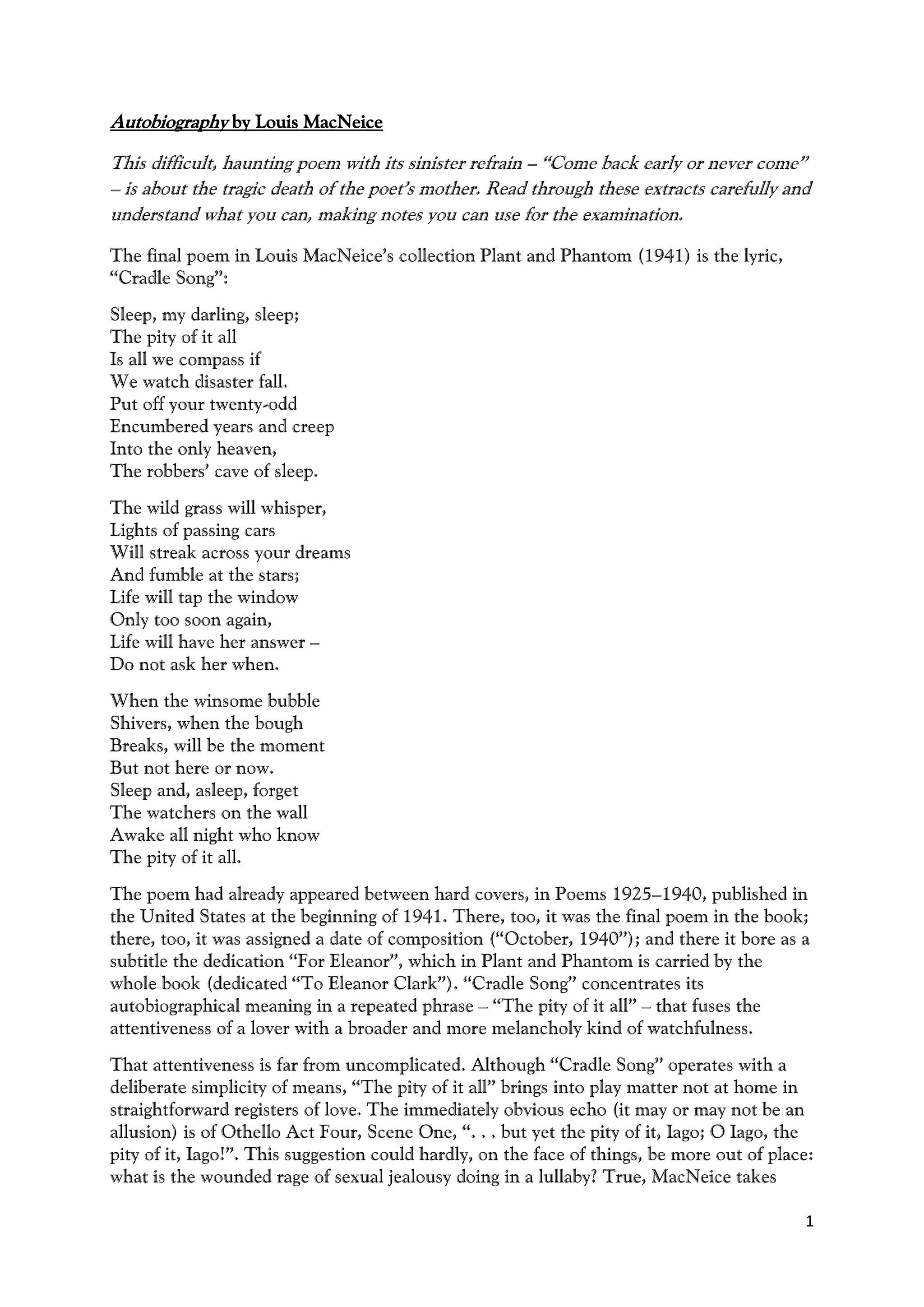 Autobiography by louis mac neice | PDF
