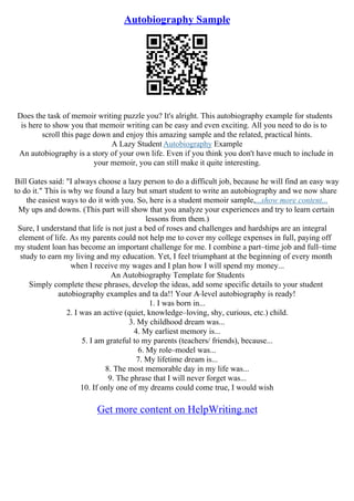 Autobiography Example