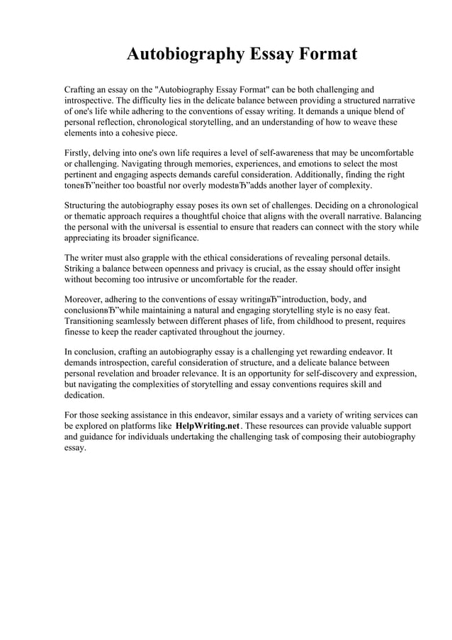 Autobiography Essay Format | PDF