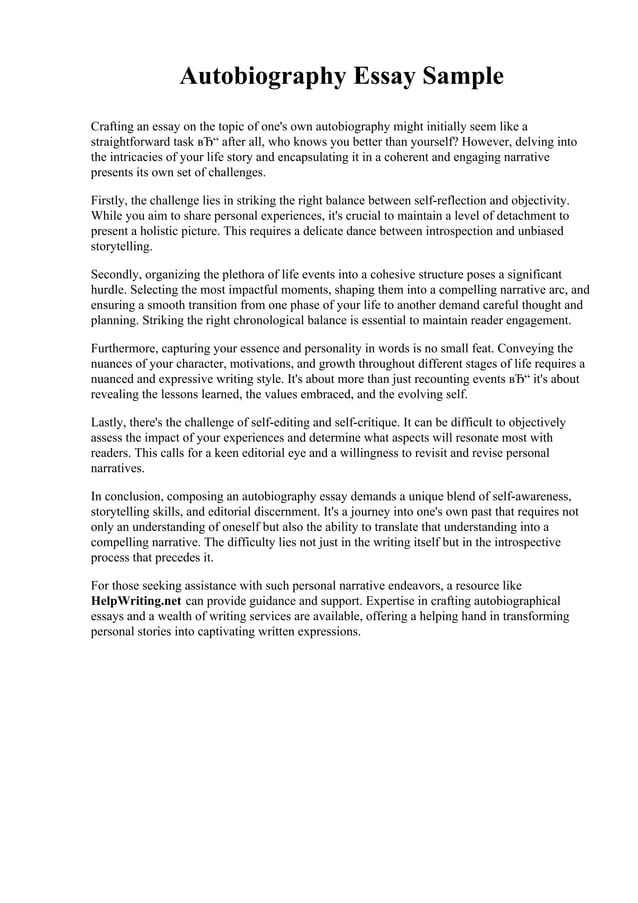 Autobiography Essay Sample | PDF