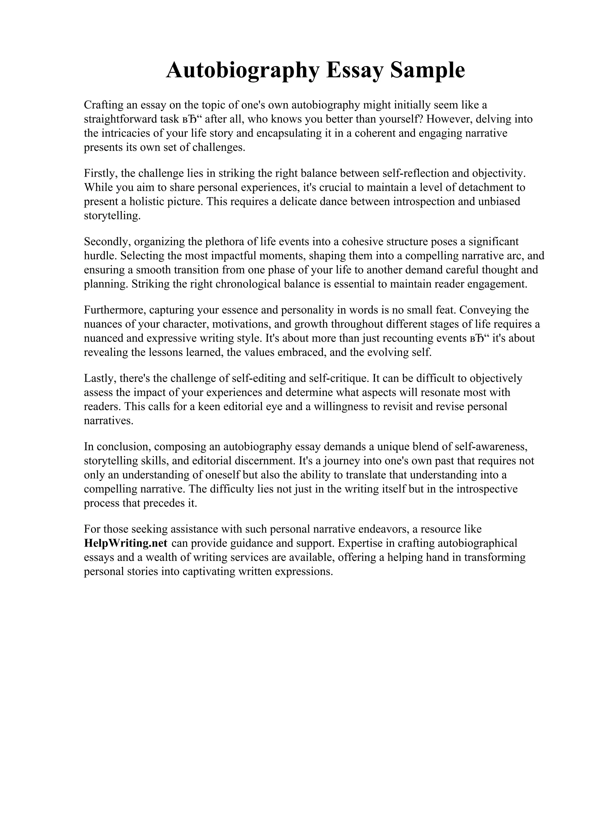 Autobiography Essay Sample. 012 Best Photos Of Personal Autobiography ...