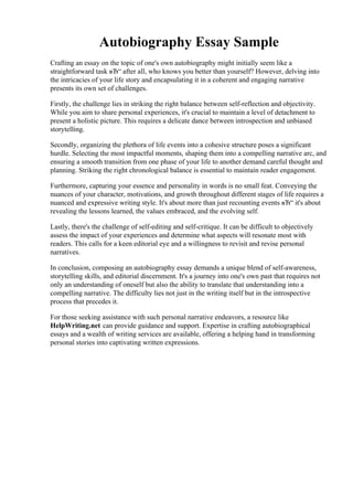 Autobiography Essay Sample. 012 Best Photos Of Personal Autobiography Essay Samples How To Write ...