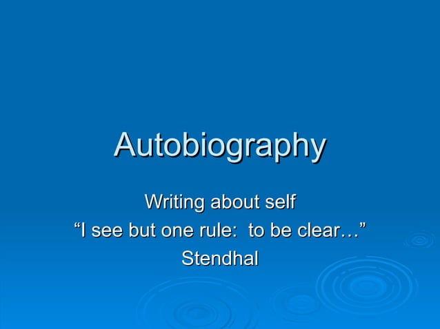 Autobiography Powerpoint | PPT | Hobbies & Interests