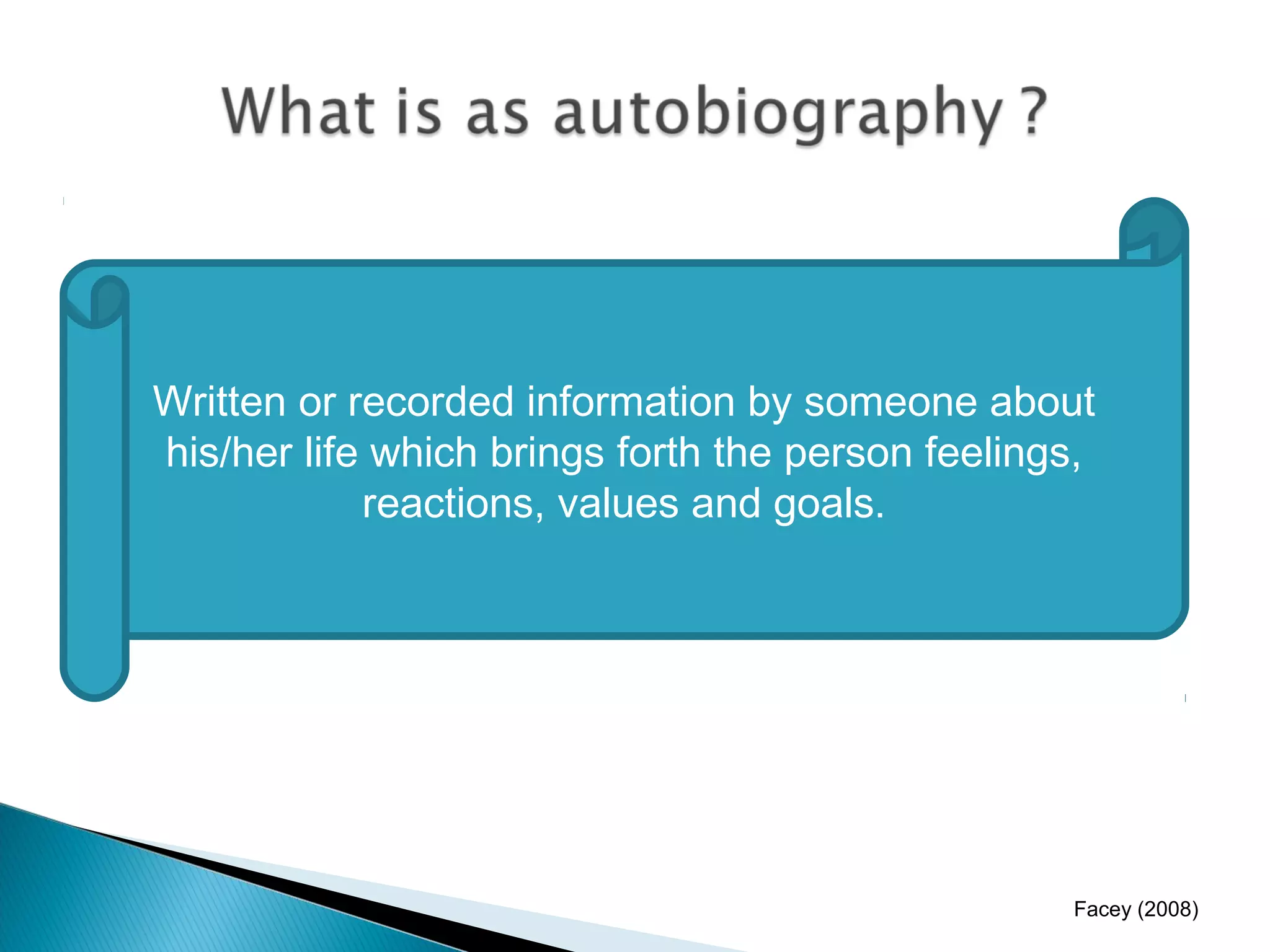 Autobiography definition ppt | PPT