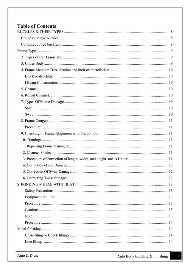 Auto body building & finishing | PDF