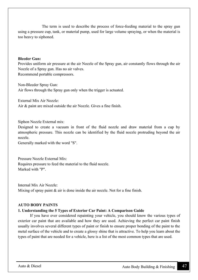 Auto body building & finishing | PDF