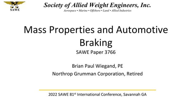 Mass Properties and Automotive Braking, Rev b | PPT