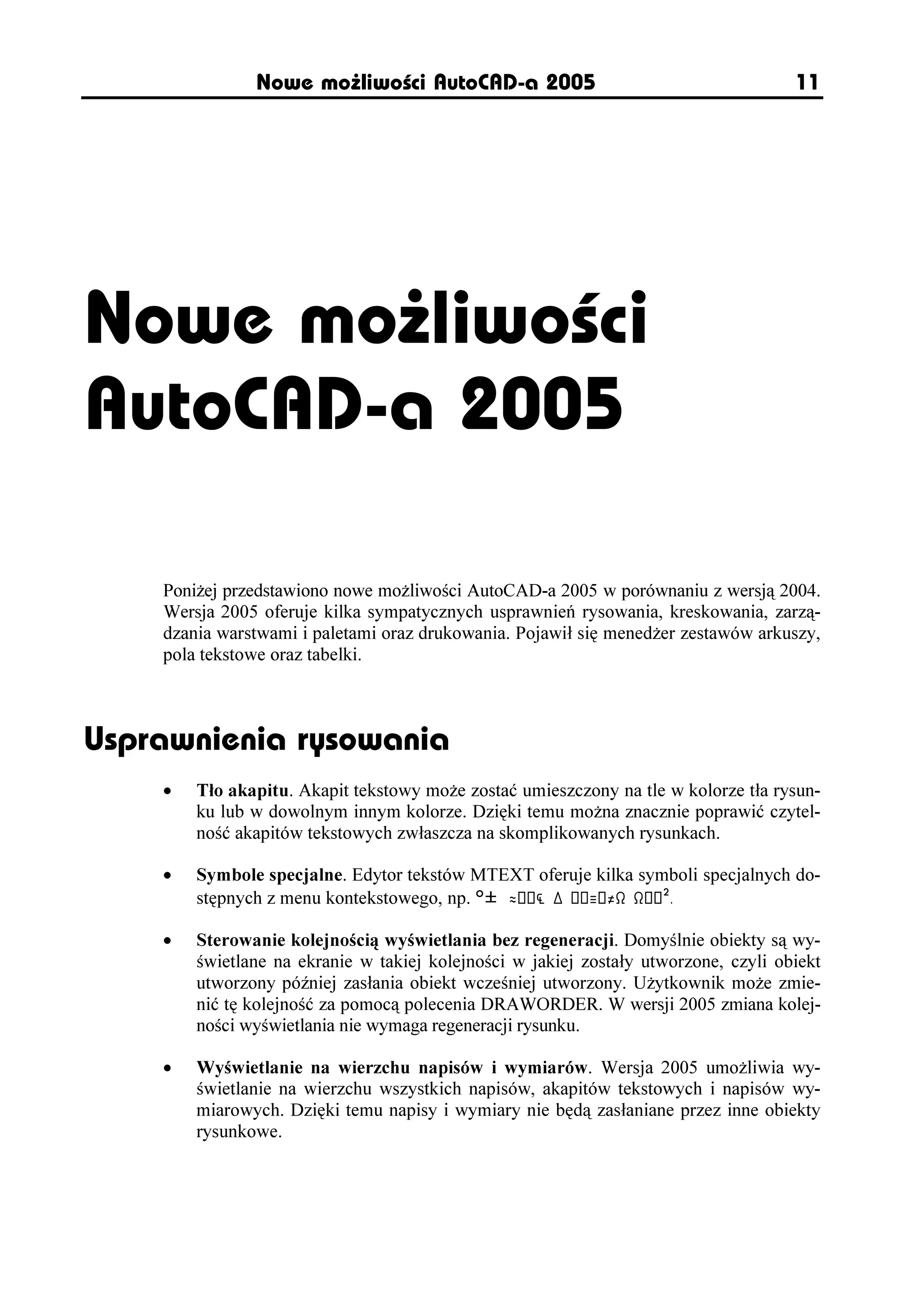 AutoCAD 2005 dla użytkowników AutoCAD 2004 | PDF