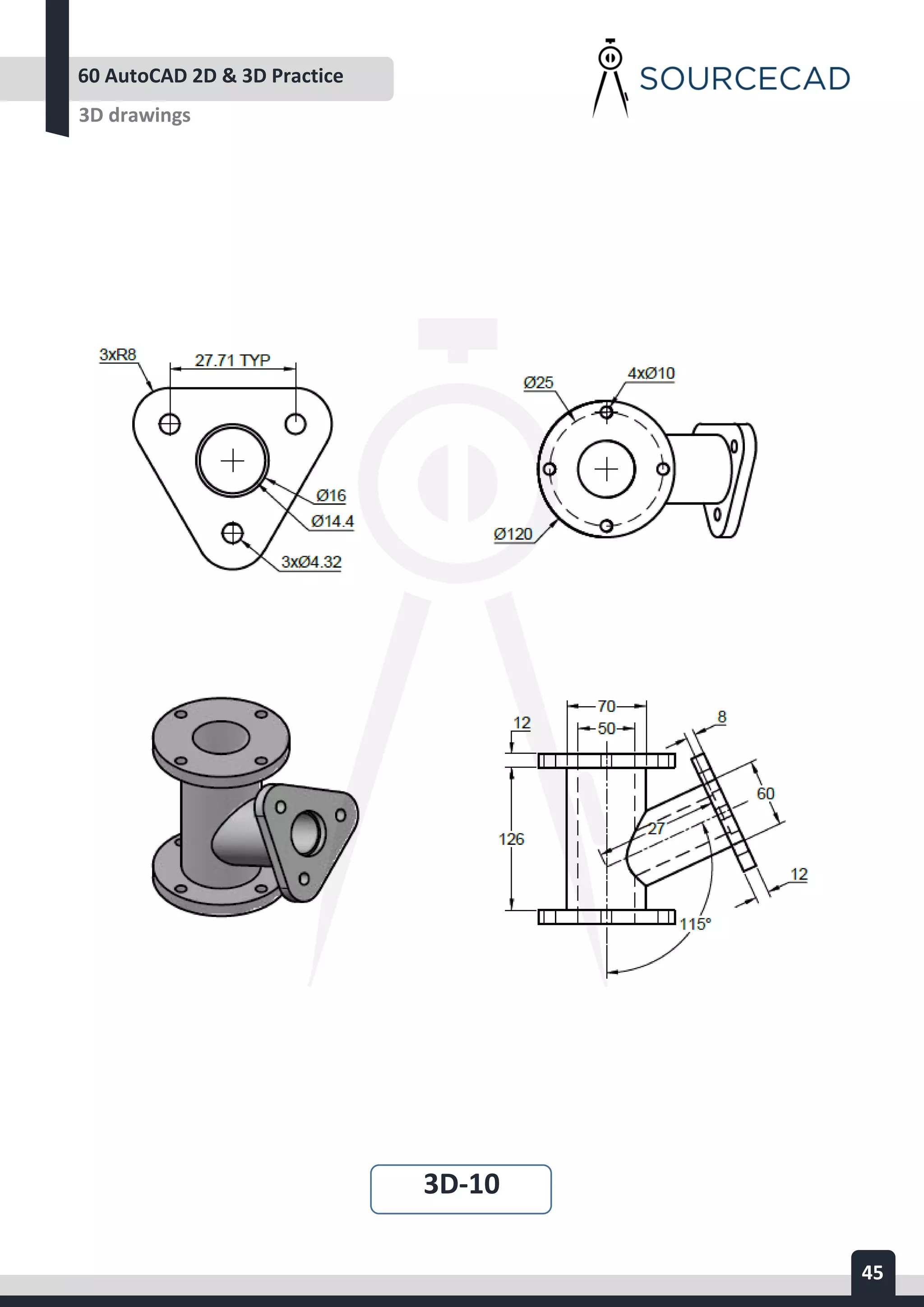 AUTOCAD 2D&3D PRACTICE DRAWING | PDF