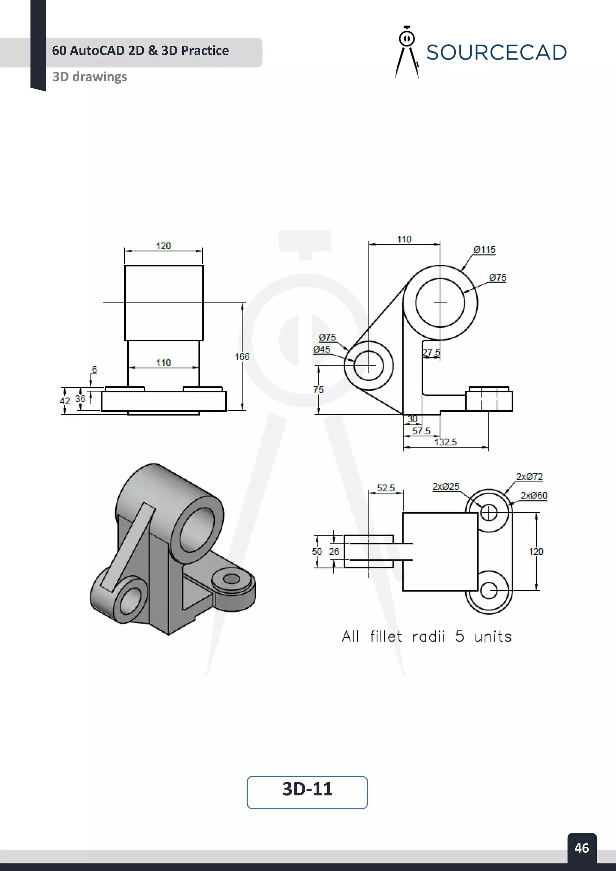 AUTOCAD 2D 3D PRACTICE DRAWING PDF