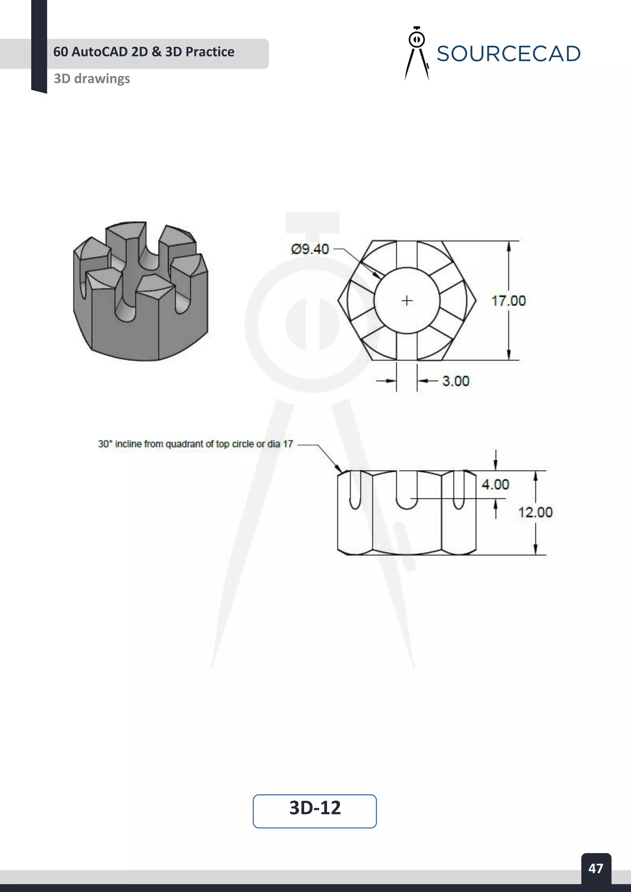 AUTOCAD 2D&3D PRACTICE DRAWING | PDF