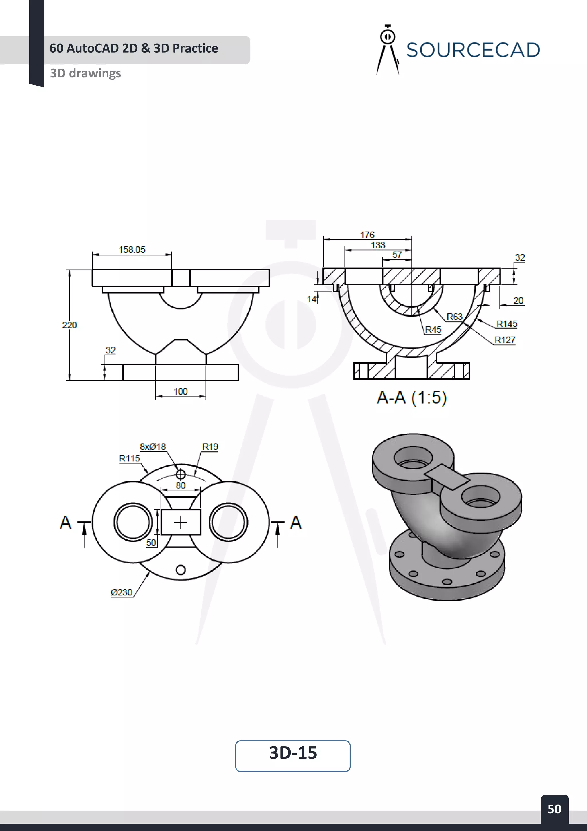 AUTOCAD 2D 3D PRACTICE DRAWING PDF