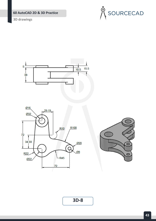 AUTOCAD 2D&3D PRACTICE DRAWING | PDF