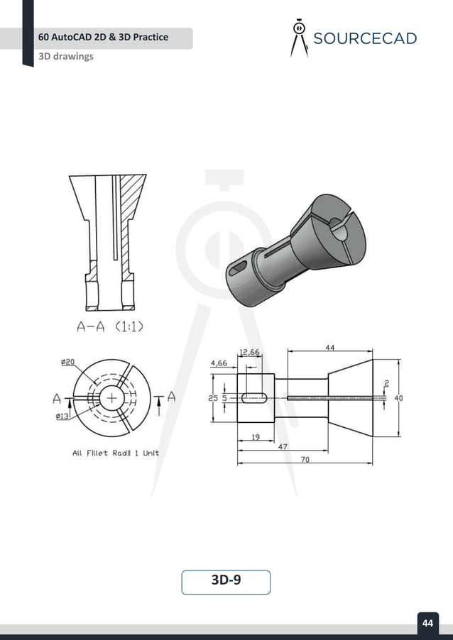 AUTOCAD 2D&3D PRACTICE DRAWING | PDF
