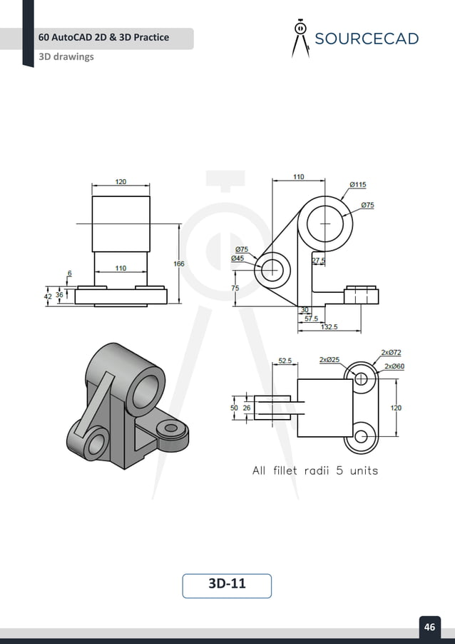 AUTOCAD 2D&3D PRACTICE DRAWING | PDF
